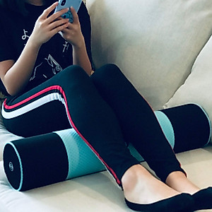 THEA Exercise Foam Roller Vibration Massage Bolster Pillow – Best for Daily Relaxation, Stretching, Muscle Knots Release, deep-Tissue Massage, Yoga, Pilates -24” Long with Free Bag (Blue, 24x5)