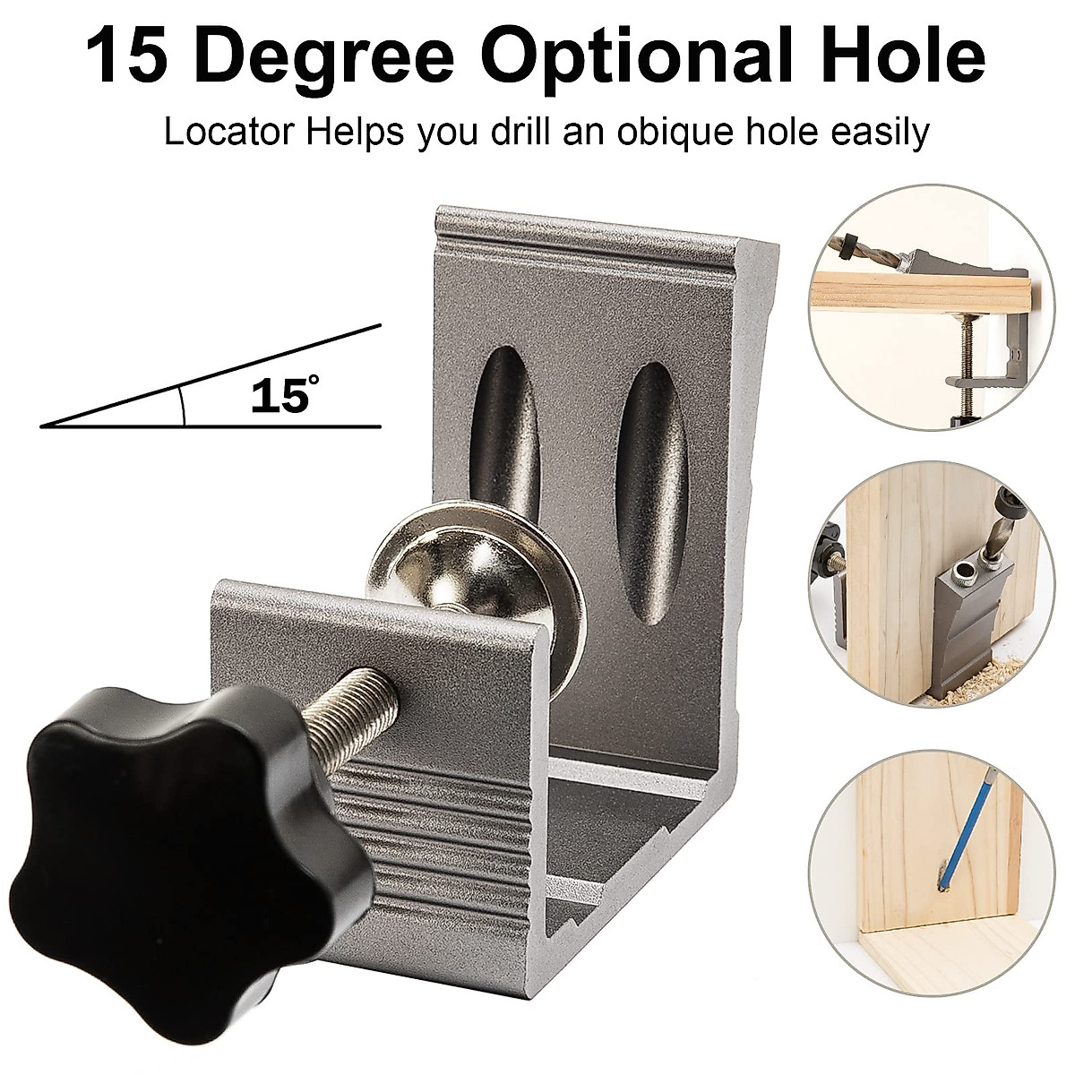 Pocket Hole Jig Kit Woodworking Punch Tool All-Matel Pocket Drill Hole Jig with Joint Angle Guide Tool