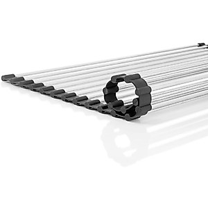 Dish Drainer,11.4x15in Roll Up Dish Drying Rack,metal over sink shelf for drying dishes and Easy to Store