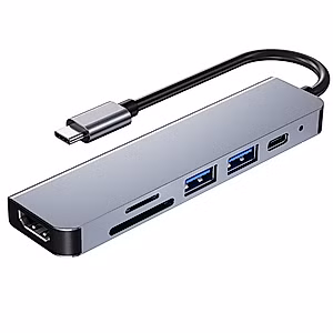 6 In1 Alloy USB-C Hub Type C to 4K HDMI-Compatible USB3.0 Adapter Docking Station Converter for Type-C Laptop for MacBook for ChromeBook