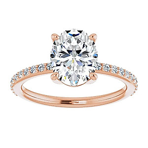 10K Solid Rose Gold Handmade Engagement Ring 1 CT Oval Cut Moissanite Diamond Solitaire Wedding/Bridal Ring for Women/Her Propose Ring Set (5)