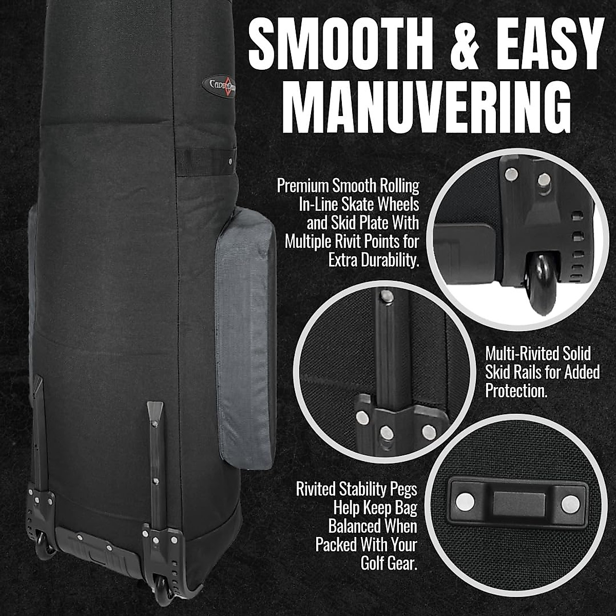 CaddyDaddy Golf CDYCON2GP Constrictor Grey with North Pole Golf Bag Travel Cover, Black/Grey