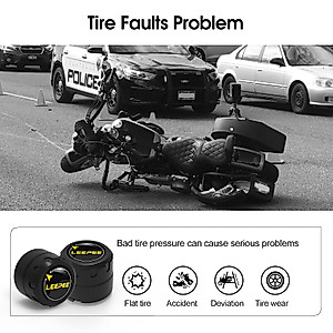leepee Motorcycle Tire Pressure Monitoring System, Tire Pressure and Temperature Alarm, Wireless Motorcycle TPMS with 2 External Sensors, Support iOS and Android