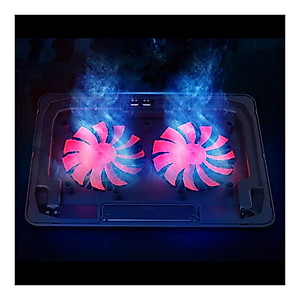 FABAX Laptop Cooler Laptop Cooling Pad Ultra-Thin and Portable 2 Large Silent Fans Notebook Cooler with Built-in USB Cable Laptop Cooler Office Notebook Cooler (Color : Pink, Size : Deluxe Edition)