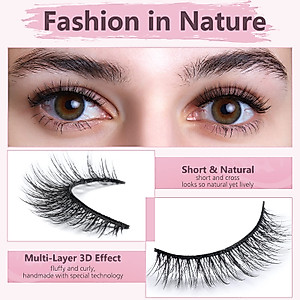 SONAFEEL False Lashes Natural Look Eye Lashes Pack Short Natural Eyelashes Wispy Strip Lashes Small Crisscross Daily Fake Eyelashes Reusable Faux 3d Mink Lashes Pestañas Postizas Naturales
