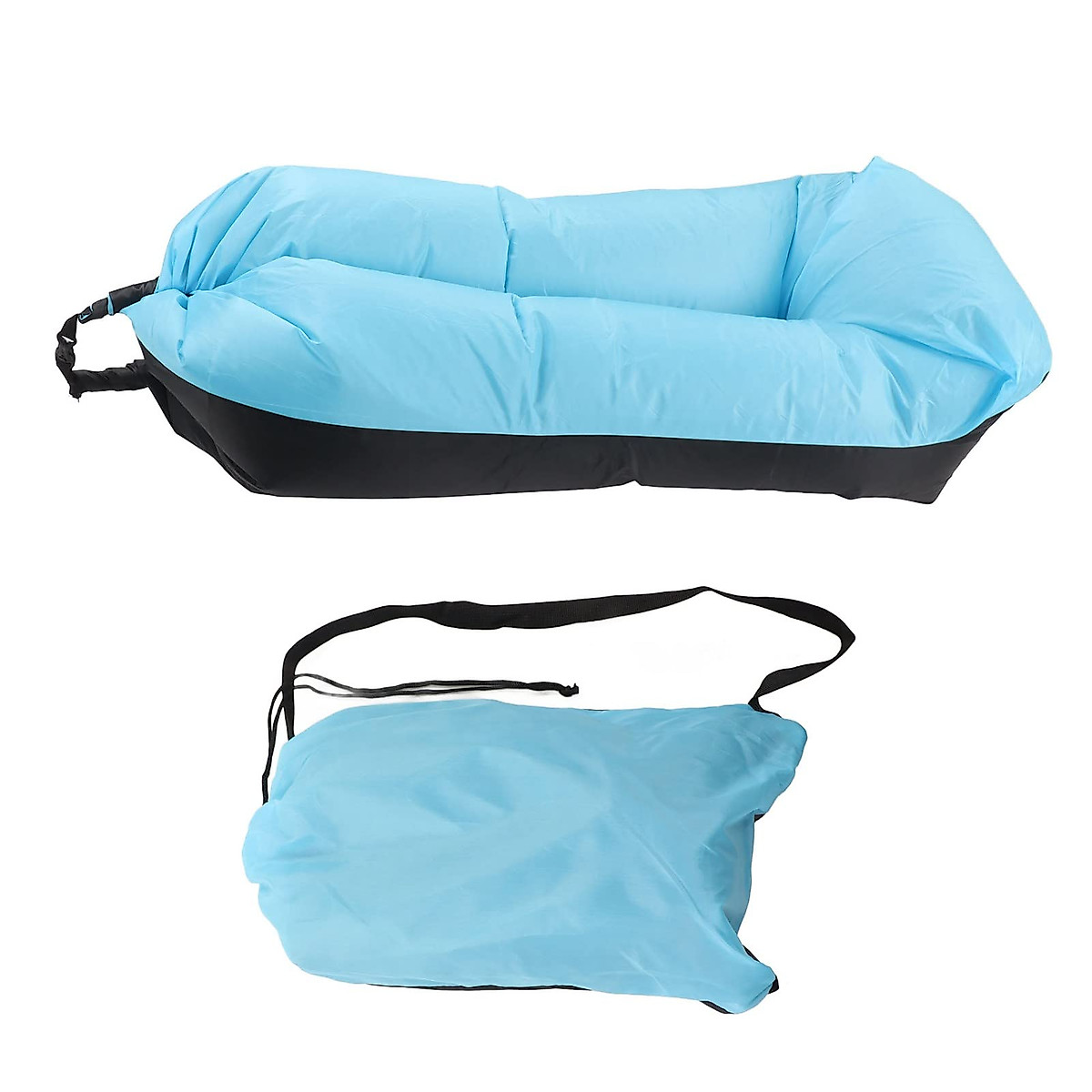 EVGATSAUTO Inflatable Sofa Portable Inflatable Sofa Storage Bag 2.3ft Wide 6.1ft Long Oxford Cloth for Travel (Black and Blue)