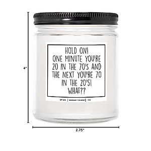 YouNique Designs 70th Birthday Candles for Home Scented Candle 9oz - 70 Year Old Birthday Gifts for Women, 70th Birthday Gifts for Men, 70 Year Old Woman - 70 Birthday Candles (Lavender & Vanilla)