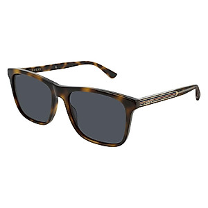 Gucci GG0381S 009 57M Havana/Blue Square Sunglasses For Men For Women+ BUNDLE With Designer iWear Eyewear Kit