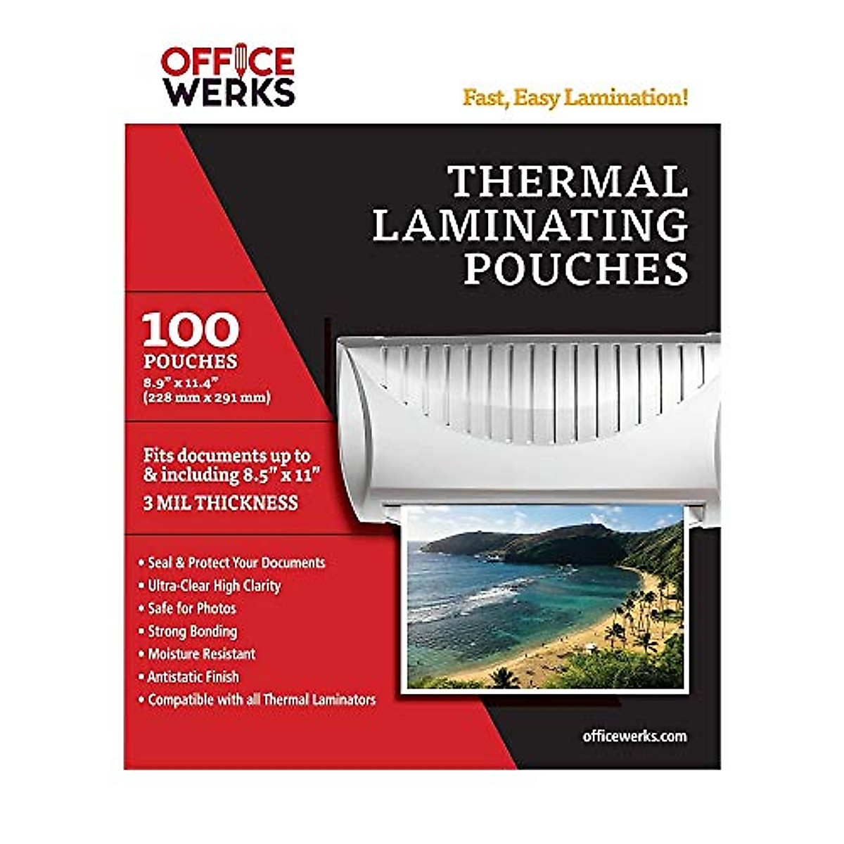 Thermal Laminating Pouches, 8.9" x 11.4", 100 Pack, 3 Mil, Compatible With All Thermal Laminators