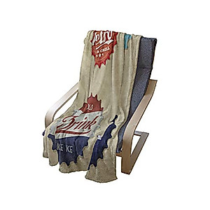 Lunarable 1950s Throw Blanket, Retro Bottle Caps Design Beer Drink Soda Old Times Old Days Memories Fun Happy, Flannel Fleece Accent Piece Soft Couch Cover for Adults, 50" x 70", Multicolor