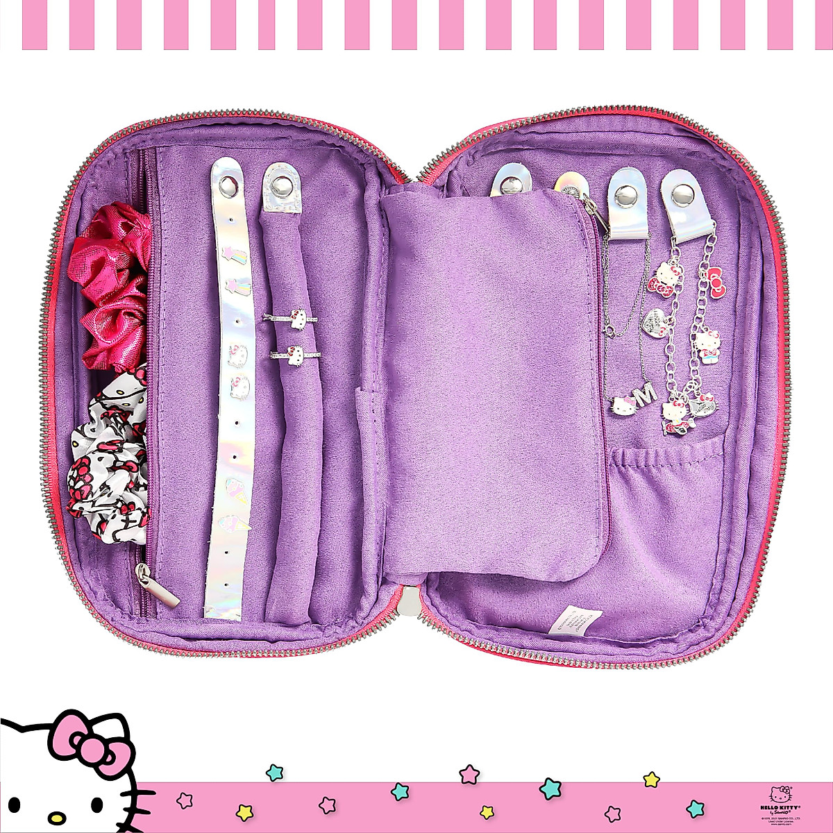 Sanrio Hello Kitty Nylon Jewelry Holder Organizer with Zip Closure - Officially Licensed Hello Kitty Jewelry Travel Organizer
