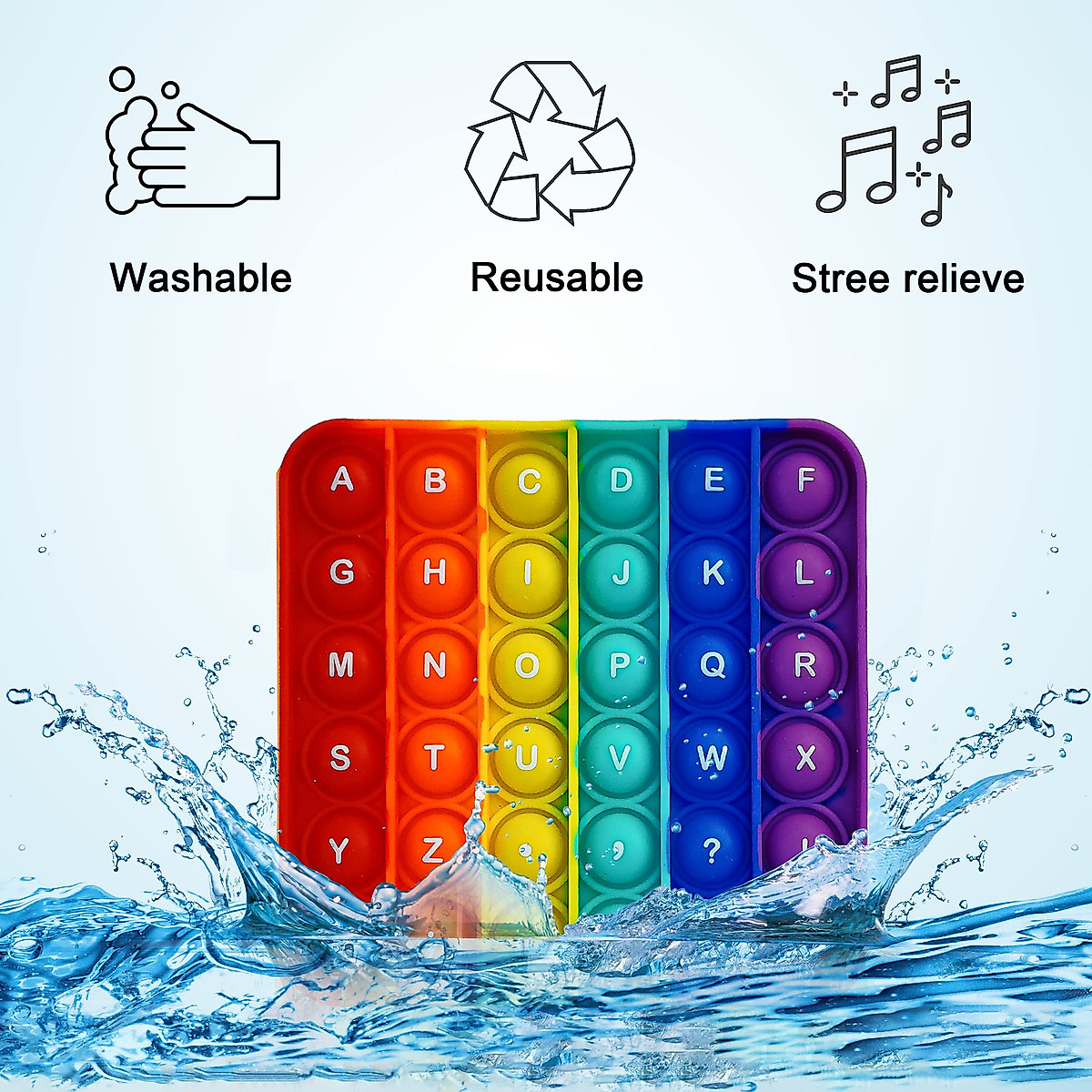 Alphabet Pop Fidget Toy Letters ABC Numbers Learning and Educational Toys Square Sensory Toys Popper Games Gifts for Kids ADHD Autism 2 Packs Double Side(Alphabet Numbers and Uppercase Lowercase)