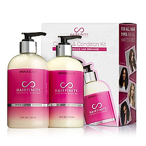 Hairfinity Cleanse and Condition Kit - Shampoo & Conditioner Set - Sulfate & Silicone Free - Best for Damaged, Dry, Curly & Frizzy Hair - Thickening for Fine/Thin Hair Safe for Color & Keratin Treated