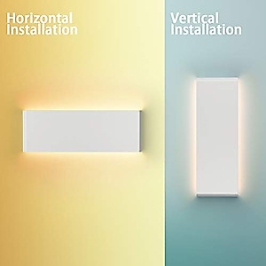 Aipsun 15.75in Matte White Modern Vanity Light Up and Down LED Vanity Light for Bathroom Wall Lighting Fixtures (Warm Light 3000K)