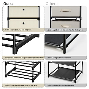 HODYANN Dresser with 4 Storage Drawers, Fabric Storage Chest for Closet, Bedroom, Dorm, Hallway, Clothes Organizer Unit with Fabric Bins (Creamy White)