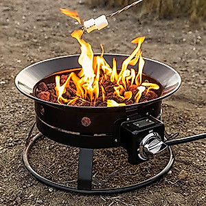 Mazatzal 20" Upgrade Portable Propane Fire Pit 52,000 BTU Outdoor Smokeless Gas Firepit Mini Electric Fire Pits for Outside Camping Campfire RV Backyard Deck Patio with Lid & Strap Lava Rock Stone