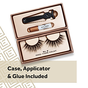 Eylure False Lashes, Luxe Cashmere No. 8 with Adhesive Included, 1 Pair,Black