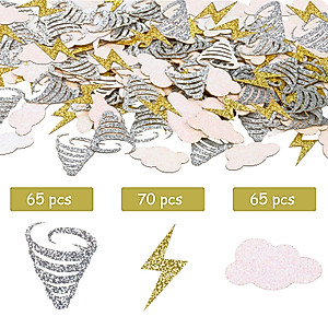 Sursurprise Tornado Party Decorations, Tornado Confetti Glitter for Table Cloud Lightning Bolt Paper Scatter, Twonado Fournado Storm Weather Birthday Party Supplies