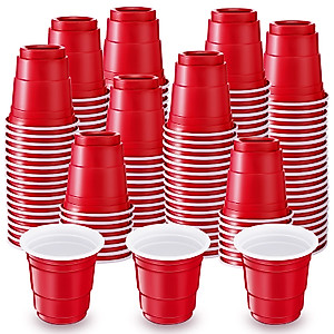 Yetene 500 Pack 2oz Red Plastic Shot Glasses Cup Disposable Shot Glasses Mini Small Disposable Plastic Red Cup for Summer Pool Water Party Snacks Samples Tasting