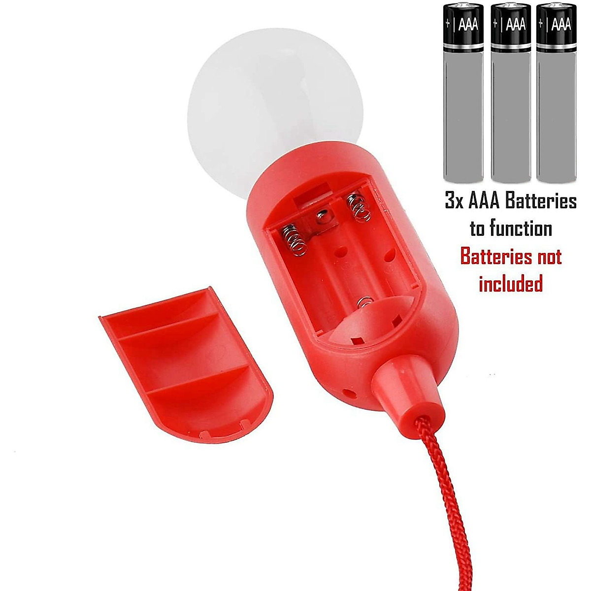 Pocketman LED Pull Cord Light Bulb Battery Operated Hanging Bulb Portable Night Light for Party, Weddings, Festivals Lighting, Camping (4 Pack)