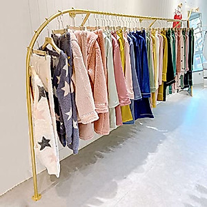 Household items Retail Clothing Display racks for Boutique store Gold Closet Rod clothes racks, modern industrial pipe wall-mounted Garment rack shelves, home cloakroom organizer storage shelf, 250cm