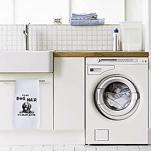 XUISWELL It’s Not Dog Hair It’s Golden Glitter Kitchen Towel Dish Towel Dishcloth,Funny Golden Retriever Decorative Absorbent Drying Cloth Hand Towels Tea Towels,Gifts for Dog Lovers Girls