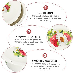 Veemoon 2pcs Cm Fruit Holder Tray Gadget Enamels Serving Keeper Household Oil Bowl Washing Beating Noodles Platter Salad Pot Travel with Camping Container Plates Lid Food Dough Retro Soup