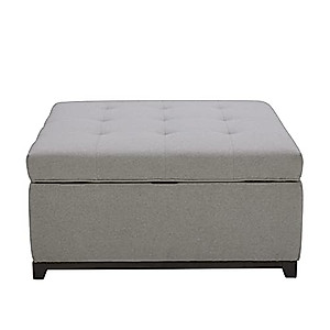 Amazon Brand – Stone & Beam Tufted Square Lift-Top Storage Ottoman, 35.8''W, Light Grey