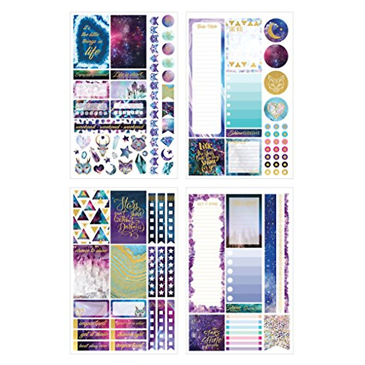 Paper House Productions SET-0010 Stargazer Accessory Bundle-Includes 18 Month Undated Planner 3 Sticker Styles Washi Tape