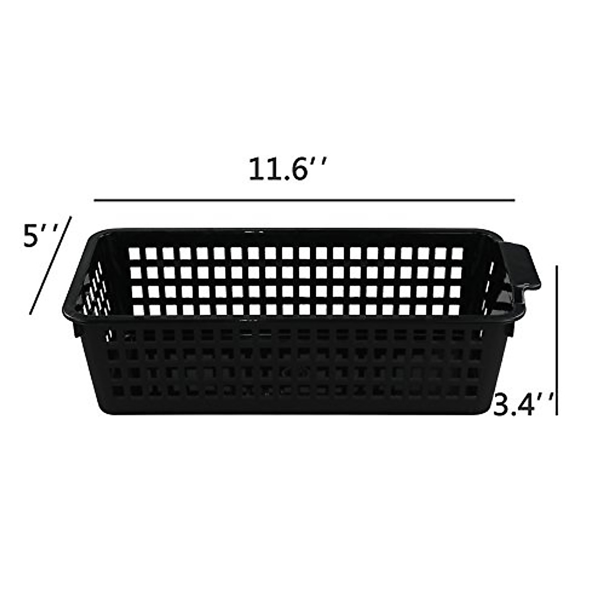 Begale Small Plastic Storage Baskets, Black, 11.6"L x 5"W x 3.4"H, Set of 6