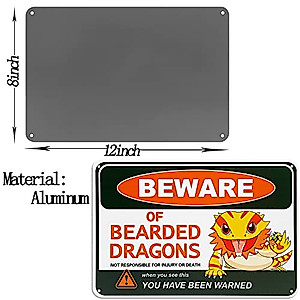 LSTAMOY Bearded Dragons Sign, Bearded Dragon Tank Accessories, Cute Bearded Dragon Decor for cage Bed Food Leash Costume Clothes Toys Gifts - 8 * 12inch-Aluminum