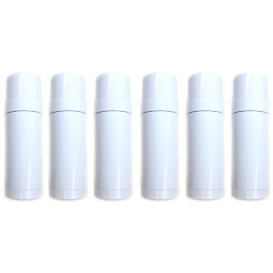 6 ct. Deodorant Twist-up Empty Containers (White) - for lotion bar, heel balm etc. (2 oz.)