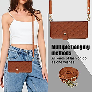 Compatible with Samsung Galaxy Z Fold 5 5G Wallet Case, Luxury Fashion PU Leather Case with S Pen Holder Card Holder Pocket Crossbody Lanyard Wrist Strap Kickstand, Phone Case for Women Girls Brown