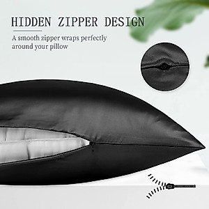 OLESILK Silk Body Pillowcase 20x54 Zippered: 100% Mulberry Silk for Hair and Skin, Breathable and Soft for Pregnant and Family, Black