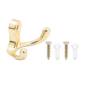 Ulifestar Coat Hook Coat Rack,Double Prong Metal Towel Hook Wall Hook for Hanging Clothes,Pants,Purse,Robe,Towel,Belt,Tie,Key,Mug,Cup,Wreath,Heavy Duty Rustic Bathroom Hanging Hooks,8Pcs (Gold)