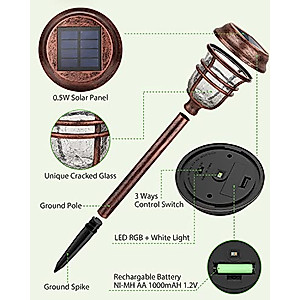 XMCOSY+ Solar Pathway Lights Outdoor, 6 Pack RGBW Solar Outdoor Lights, Auto On/Off IP65 Solar Lights Outdoor Waterproof, LED Solar Garden Lights Outdoor for Landscape Patio Lawn Driveway & Walkway