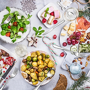 SANTUO Dessert Forks Set - 8-piece Stainless Steel Salad Forks Cream Fork Flatware Set Reusable for Household Use or Camping - Silver 6.7 Inches