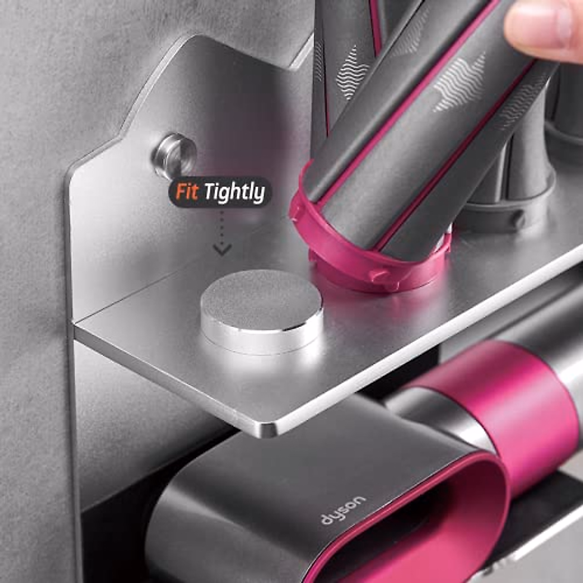 Wall Mount Holder Compatible with Dyson Airwrap Styler, Compatible with Dyson Curling Dryer, Metal Storage Stand Rack Compatible with Dyson Airwrap Styler Hair Curling Iron Wand Barrels for Home Bathroom, Silver