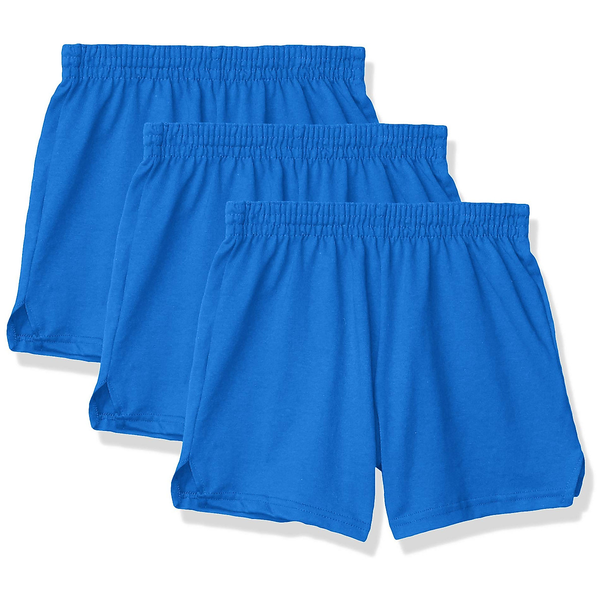 Soffe Girls' Authentic Cheer Short, Royal, Large (3-Pack)