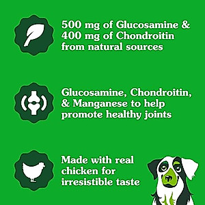 Greenies Supplements Hip and Joint Supplements for Dogs, Chicken Flavor, 30 Count Soft Chews Dog Joint Supplements, 6.08 oz.