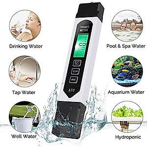 Professional Water Quality Tester，EC TDS meter, 4 in 1 Portable High Precision Digital TDS PPM Meter, Ideal ppm Meter for Drinking Water, Hydroponics and Water purifier