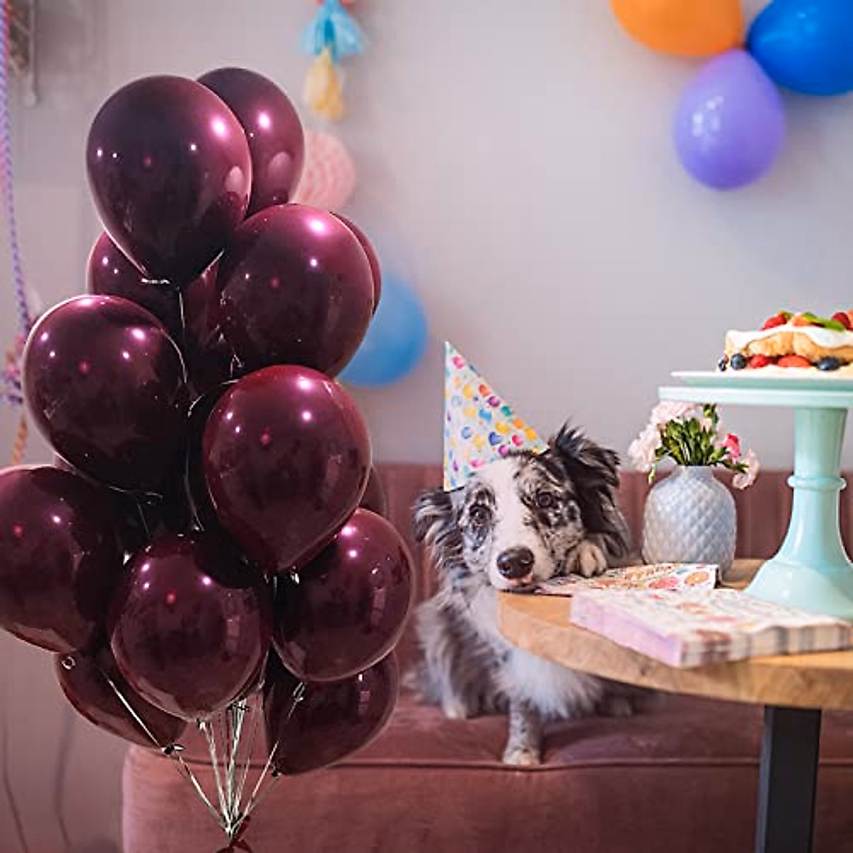 Chrome Burgundy Balloons 10 Inch Double-Layered Metallic Wine Red Ballons Latex 50PCS Burgundy Balloons for Parties Decoration Wedding Supplies Graduation Decor Baby Shower Decorations