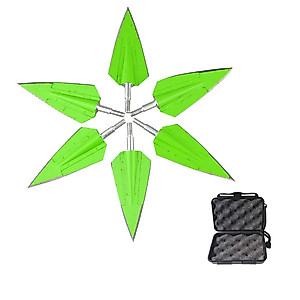 AMEYXGS 6 Pack 150 Grain Archery Hunting Broadheads 2 Blades Screw in Arrowheads for Compound Bow Crossbow Hunting and Target Practice (6pcs Green + broadheads case)