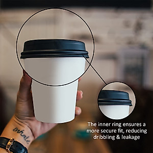 Smygoods Coffee Cup Lids, Dome Lid for Smygoods 10/24 Ounce Cups, Paper cups, Black, 50 Count [No Cups Included]