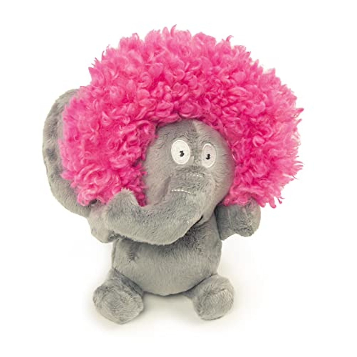 goDog Crazy Hairs Elephant Silent Squeak Plush Dog Toy, Chew Guard Technology - Gray, Large