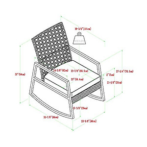 Walker Edison Lana Modern Metal Frame Cane Weave Rocking Chair, 38 Inch, Light Brown and Grey