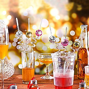 10 Pcs Mirror Disco Ball Straws Disco Party Decorations 70s Disco Decorative Straws Bachelorette Straws Mini Disco Straw Decor for 70s Disco Party Dance Holiday Wedding Birthday Supplies (Colorful)