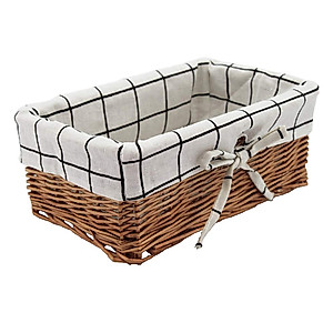 Wicker Storage Basket, Rectangular Storage Basket，Natural and Decorative, Arts and Crafts. (Natural)