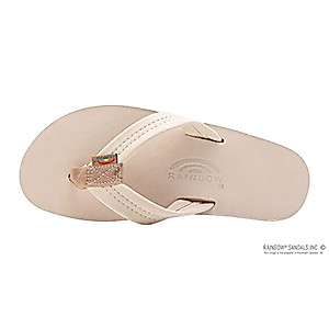 Rainbow Sandals Men's Leather Single Layer Wide Strap with Arch, Sand, Men's Medium / 8.5-9.5 D(M) US