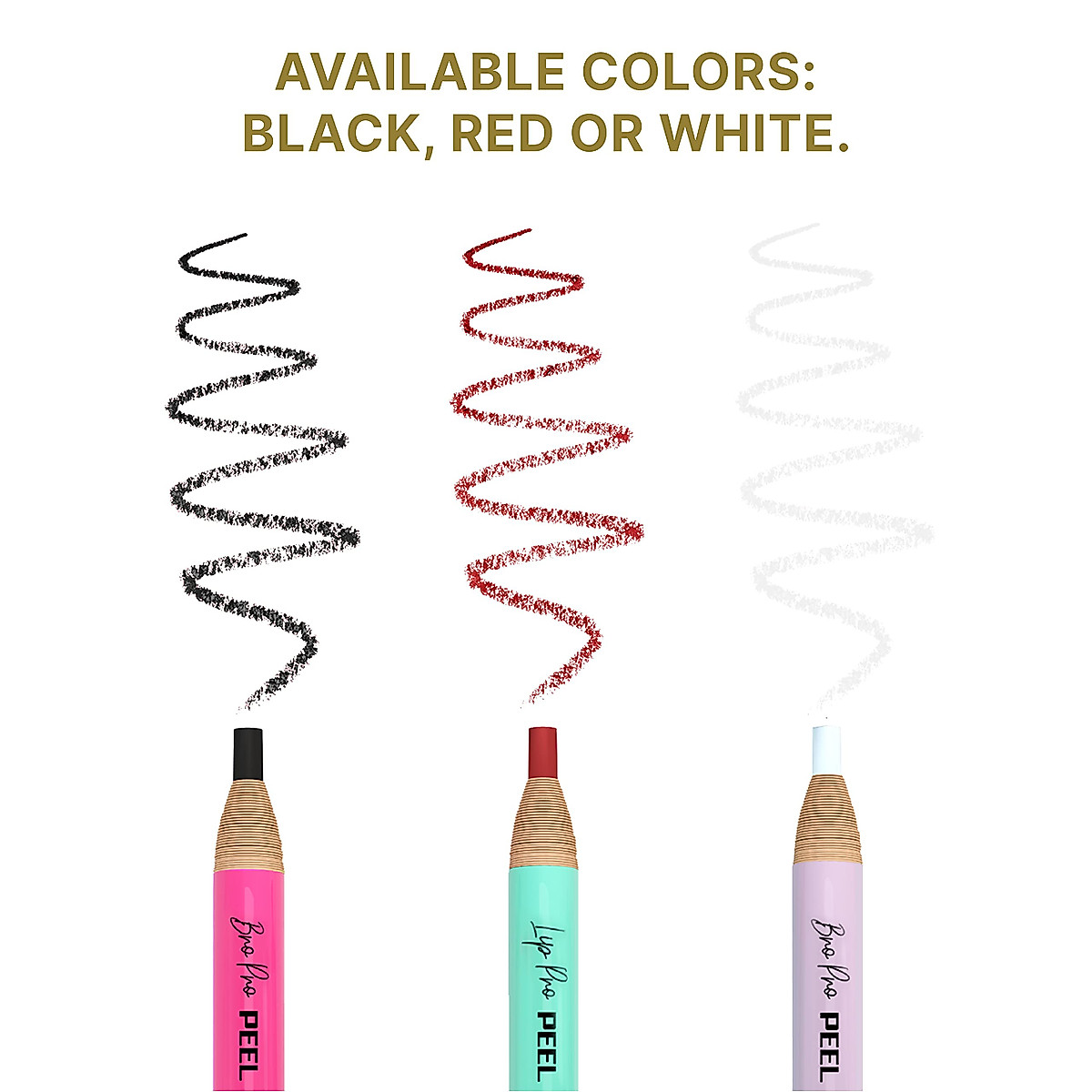 Brawna 6 Pack Brow Pro Peel Off Pencils For Lip & Eyebrow Mapping - Microblading Supplies - White